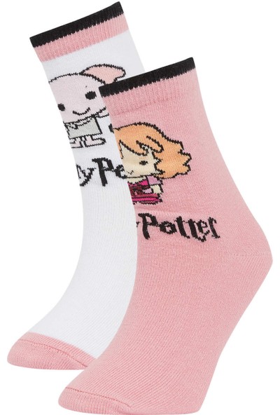 DeFacto Kız Çocuk Harry Potter Lisanslı Pamuklu 2'li Uzun Çorap X2200A6NS