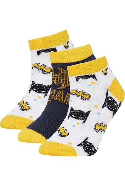 DeFacto Erkek Çocuk Batman Lisanslı Pamuklu 3'lü Kısa Çorap X2350A6NS