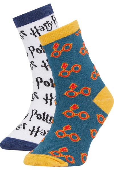 DeFacto Erkek Çocuk Harry Potter Lisanslı Pamuklu 2'li Uzun Çorap X2309A6NS