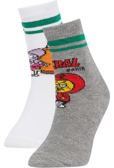 DeFacto Erkek Çocuk Kral Şakir Lisanslı Pamuklu 2'li Uzun Çorap X2329A6NS