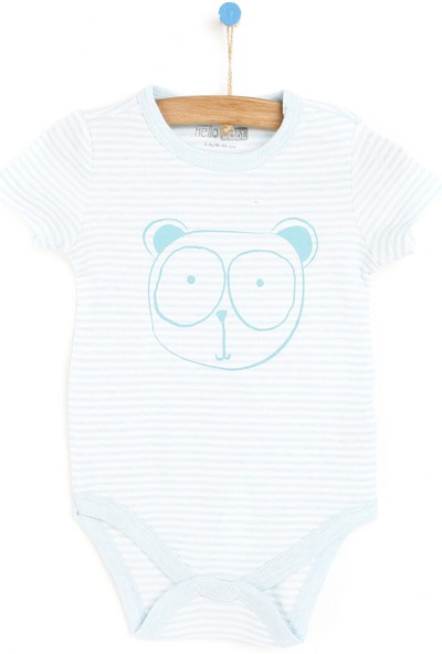 Hello Baby Çizgili Sevimli Hayvan Kısa Kol Body