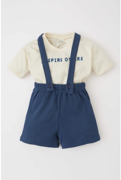 DeFacto Erkek Bebek Regular Fit Kısa Kollu Tişört Salopet Takım Y0267A222SM
