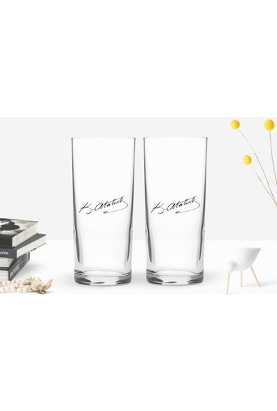 Dark Blue Decoration Baskılı Atatürk İmzalı İkili Rakı Bardağı Dark Blue Decoration Baskılı Atatürk İmzalı İkili Rakı Bardağı