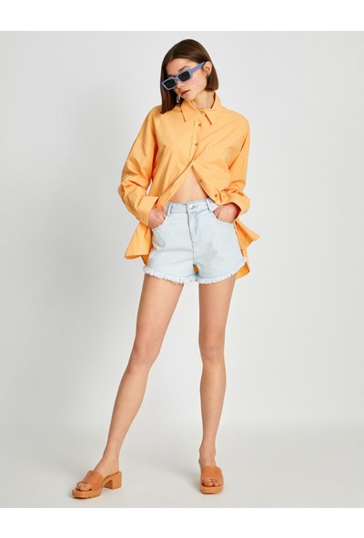 Koton 2SAL40017MD Normal Bel Çok Renkli Kadın Denim Şort Koton 2SAL40017MD Normal Bel Çok Renkli Kadın Denim Şort