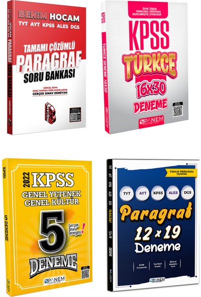 Benim Hocam Yayınları Tamamı Çözümlü Paragraf Soru Bankası + Panem Gygk5 + Türkçe 16X30 + Paragraf Deneme Seti