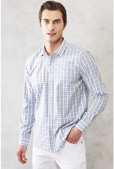 AC&Co / Altınyıldız Classics Slim Fit Dar Kesim Kareli Klasik Gömlek