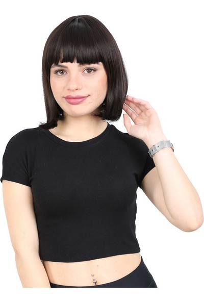 Colezium Kısa Küt Perçemli Fiber Sentetik Peruk - Kahverengi Colezium Kısa Küt Perçemli Fiber Sentetik Peruk - Kahverengi