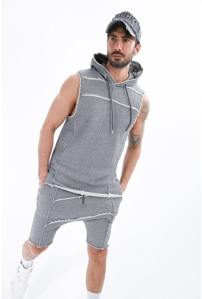 Eksi 1 Oversize Asimetrik Şort - Antrasit