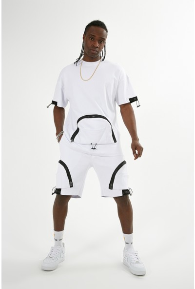 Eksi 1 Fermuar Detaylı Şort-Beyaz