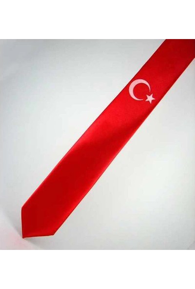 Gaffy Ay-Yıldız Baskili Saten Kırmızı Kravat