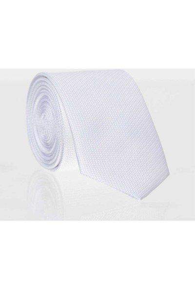 Gaffy Beyaz Slim Fit Düz Renk Dokuma Kravat Gaffy Beyaz Slim Fit Düz Renk Dokuma Kravat