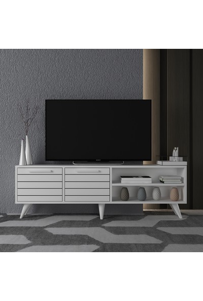 Mert Sert Mobilya Noyan Tv Sehpası Beyaz Gövde Beyaz Kapak Mert Sert Mobilya Noyan Tv Sehpası Beyaz Gövde Beyaz Kapak