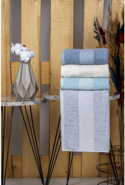 %100 Pamuklu Çeyizlik Renkli 4lü El ve Yüz Havlusu