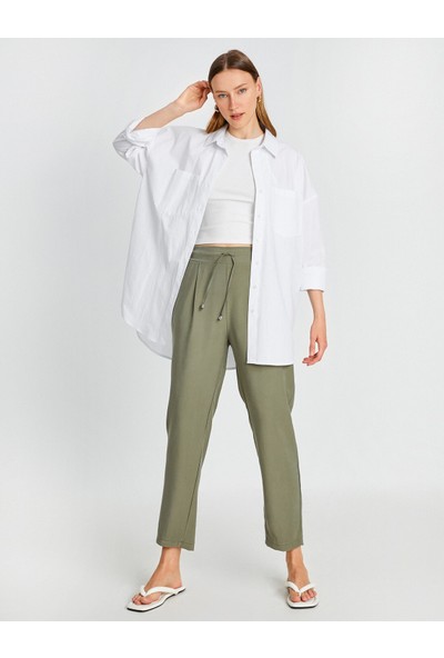 Koton Beli Bağlamalı Havuç Pantolon Modal Karışımlı