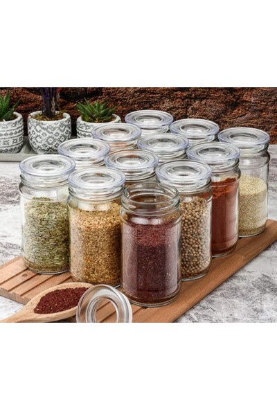 Mylo 12 Adet Vakum Kapaklı Cam Baharatlık Mylo 12 Adet Vakum Kapaklı Cam Baharatlık