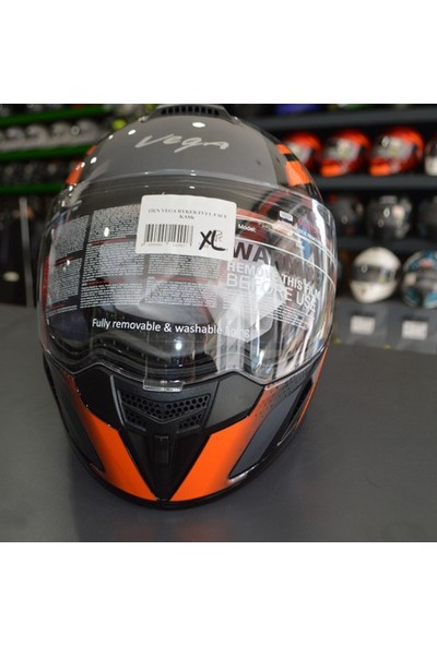 Vega Vega Ryker Diamond Turuncu Siyah Renkli Full Face Kask Vega Vega Ryker Diamond Turuncu Siyah Renkli Full Face Kask