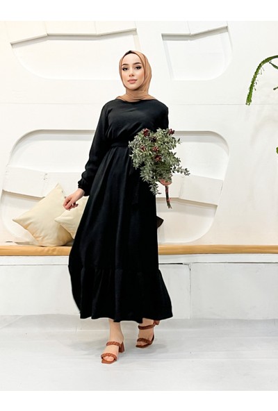 Cng Moda Airobin Fırfırlı Tesettür Elbise