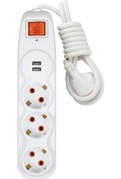 Nilson Quattro 3'lü Akım Korumalı Anahtarlı Topraklı Çocuk Korumalı Grup Priz 2'li USB Hızlı Şarj Destekli 1.5 Metre Nilson Quattro 3'lü Akım Korumalı Anahtarlı Topraklı Çocuk Korumalı Grup Priz 2'li USB Hızlı Şarj Destekli 1.5 Metre