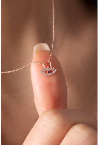 Lieza Jewelry 925 Ayar Gümüş Taşlı Minimal Nazar Göz Kolye