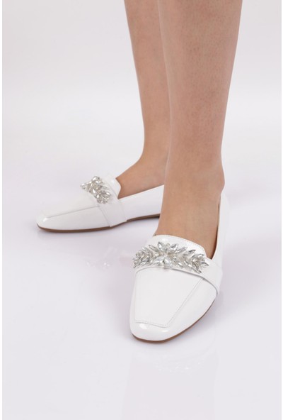 Dgn PMK1003-22Y Kadın Krıstal Tas Tokalı Loafer Ayakkabı