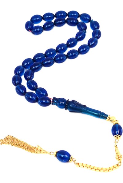 Vetesbih Sarı Gümüş Püsküllü Beyzi Kesim Sıkma Kehribar Tesbih