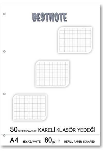 A4 Kareli Kağıt 50 Yaprak Klasör Yedeği