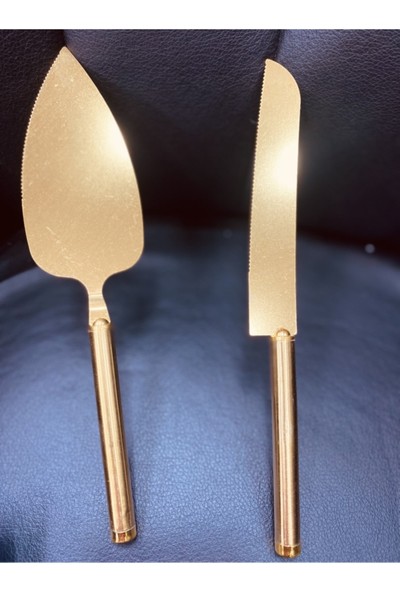 Velda Shop Gold Renk Pasta Seti - Spatula Bıçak Velda Shop Gold Renk Pasta Seti - Spatula Bıçak