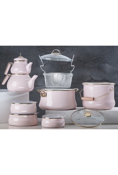 Acar Qualita Moda 4 Lü Emaye Pembe Set XAP-012319/1 Acar Qualita Moda 4 Lü Emaye Pembe Set XAP-012319/1