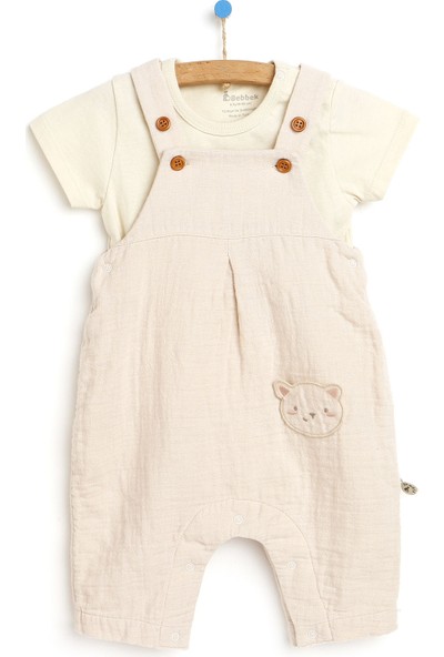 Bebbek Happy Boys Organik Müslin Salopet-Tshirt 2li Takım Bebbek Happy Boys Organik Müslin Salopet-Tshirt 2li Takım