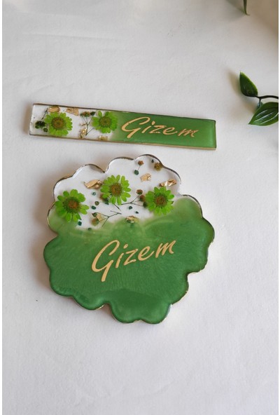 Shesel Epoksi Bardak Altlığı Kitap Ayracı Hediyelik Seti