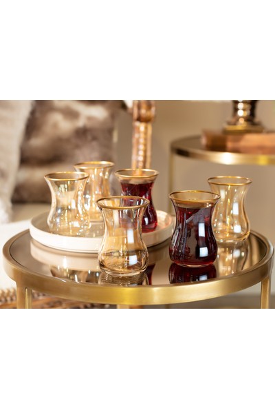 Caress Altın Yaldızlı Amber 6'lı Çay Bardağı 150 ml