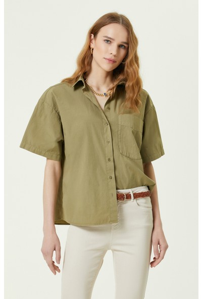 Network Geniş Fit Haki Gömlek