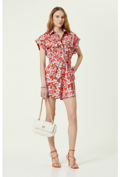 Network Nar Çiçeği Desenli Mini Tulum