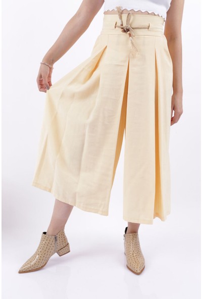 Ikoll 21Y22593 Kadin Pile Detayli Etek Pantolon Kamp