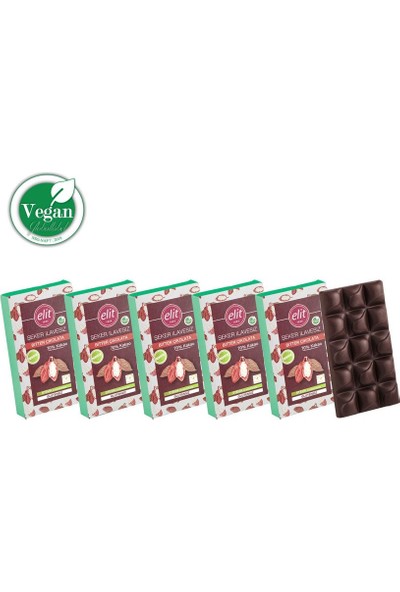 Şeker Ilavesiz ve Prebiyotik Bitter Çikolata 60G 5'li Set Glutensiz