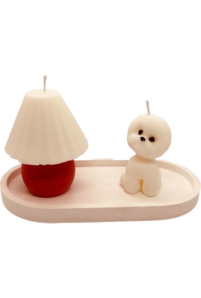 SG Home Decor Dekoratif Mum Abajur ve Köpek 2 Li Set