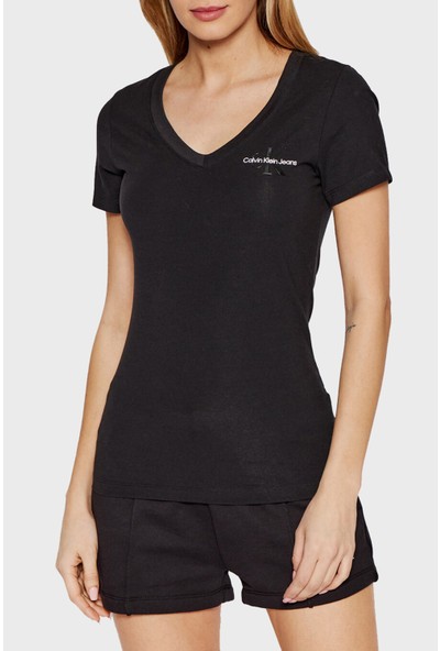 Calvin Klein Pamuklu V Yaka Slim Fit T Shirt Bayan T Shirt J20J217932 Beh Calvin Klein Pamuklu V Yaka Slim Fit T Shirt Bayan T Shirt J20J217932 Beh