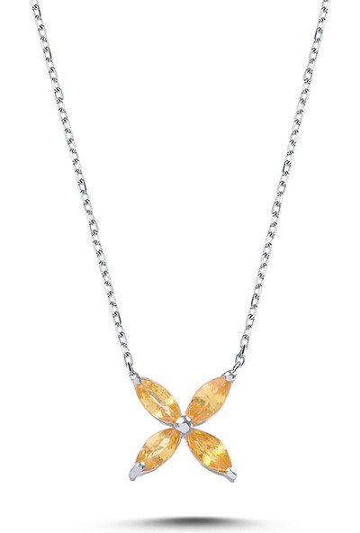 LEA's Pırlanta Sarı Safir Taşlı Papatya Kolye 23100109