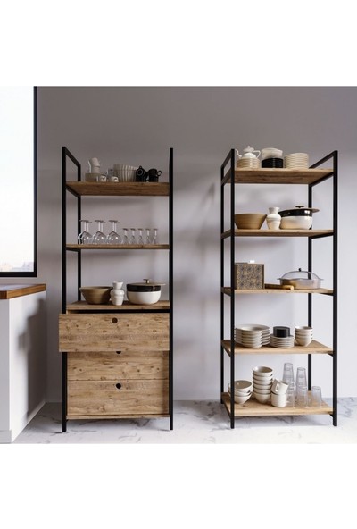 Parla Raf Dolap Açık Model Takım Meşe 70*180*40 cm PS7974 Parla Raf Dolap Açık Model Takım Meşe 70*180*40 cm PS7974