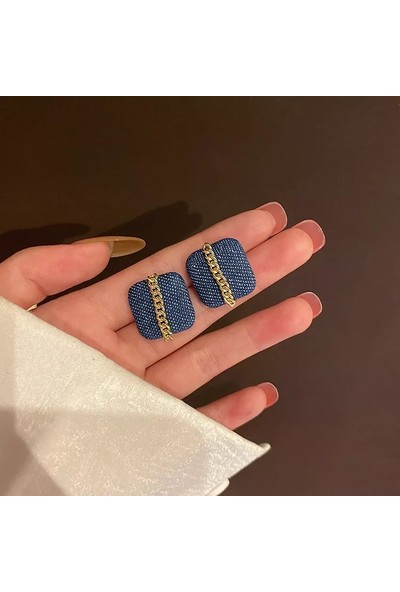 Cosita Kare Kot Zincir Tasarım Küpe