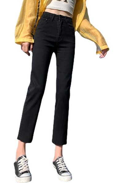 Enjoy Technology Life Kadın Bol Paça Kot Pantolon - Siyah (Yurt Dışından)