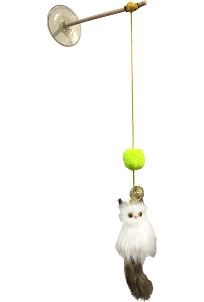 Paw Duvara Yapışmalı Ahşap Zilli Tüylü Kedi Figürlü Ponponlu Kedi Oyuncağı Paw Duvara Yapışmalı Ahşap Zilli Tüylü Kedi Figürlü Ponponlu Kedi Oyuncağı