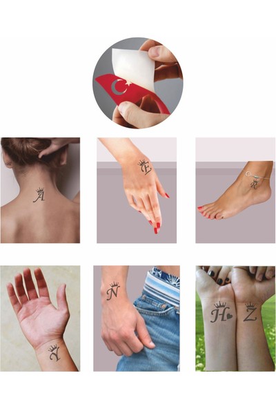 Aradığın Şeyler Taçlı Harfler Hint Kınası ile Geçici Dövme Yapma Seti