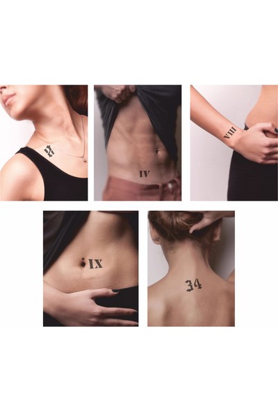 Aradığın Şeyler Latin ve Roma Rakamları Hint Kınası ile Geçici Dövme Yapma Seti