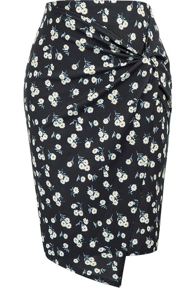 Shuipi Yüksek Bel Desen Baskılı Lastikli Kalem Etek - Siyah (Yurt Dışından) Shuipi Yüksek Bel Desen Baskılı Lastikli Kalem Etek - Siyah (Yurt Dışından)