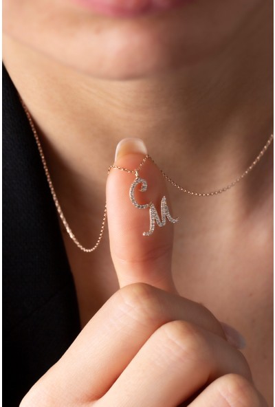 Lieza Jewelry 925 Ayar Gümüş Taşlı Harf Kolye
