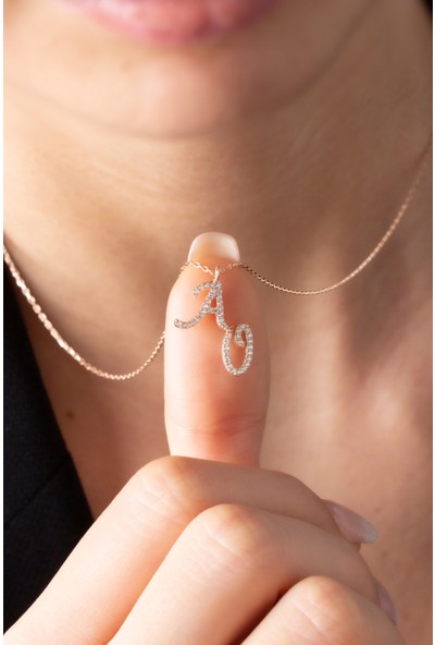 Lieza Jewelry 925 Ayar Gümüş Taşlı Harf Kolye
