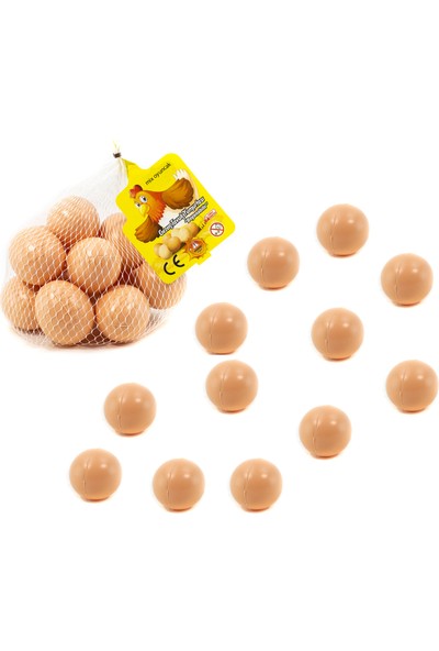 Oyuncak Yumurta Fileli 12 Adet 6 cm Kahverengi Boyanabilir