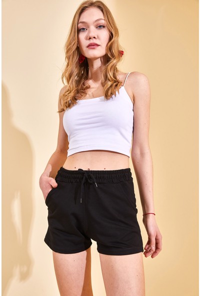 XUDE Siyah Beli Lastikli Şort 2YSK5-10101-02