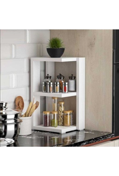 Can Mobilya Tezgah Üstü Köşe Baharatlık Baharat Rafı